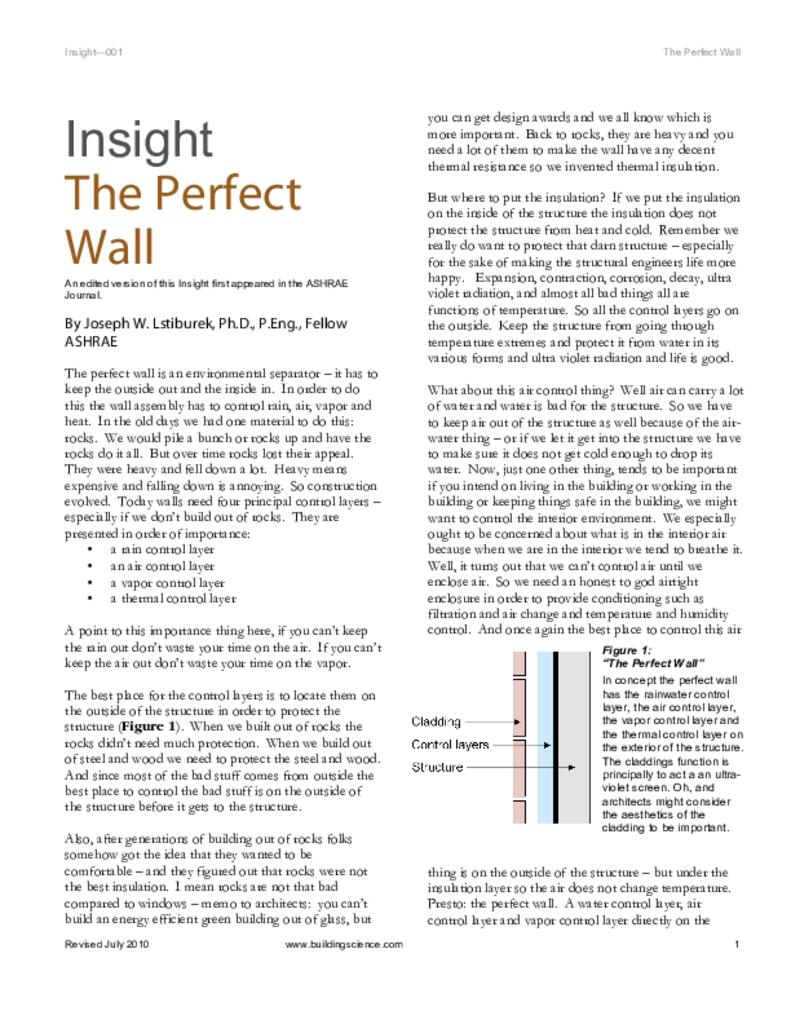 The Perfect Wall | Building Science Corporation